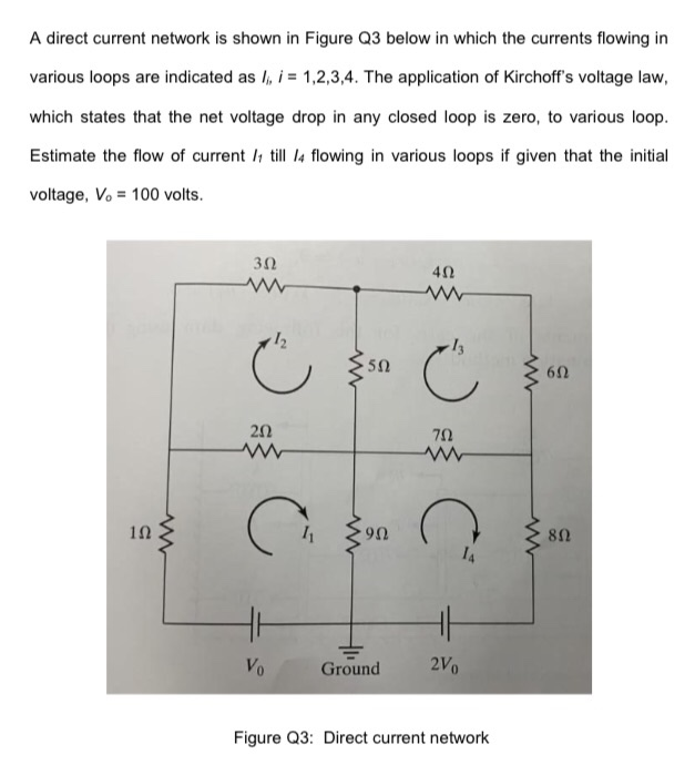 Solved A direct current network is shown in Figure Q3 below | Chegg.com