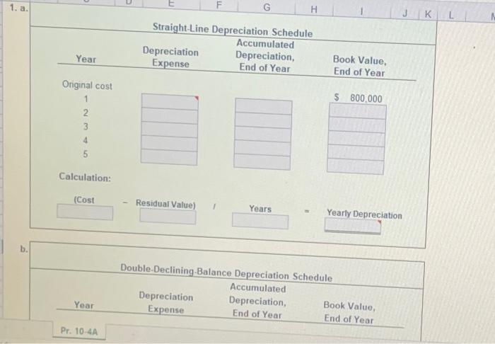 Solved 1. a. Straight-Line Depreciation Schedule Original | Chegg.com