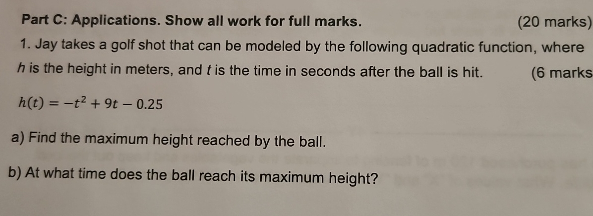 Solved Part C: Applications. Show all work for full | Chegg.com