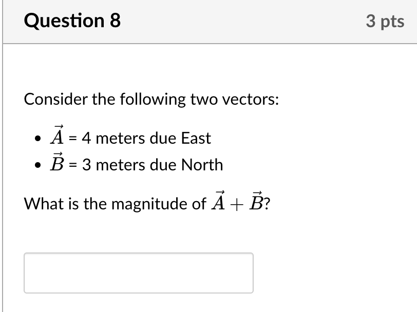 Solved Question 8Consider the following two vectors:vec(A)=4 | Chegg.com Solved Question 8Consider the following two vectors:vec(A)=4 | Chegg.com