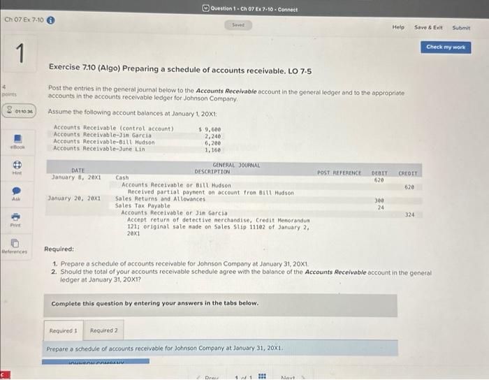 Solved 1. Prepare a schedule of accounts recelvable for | Chegg.com