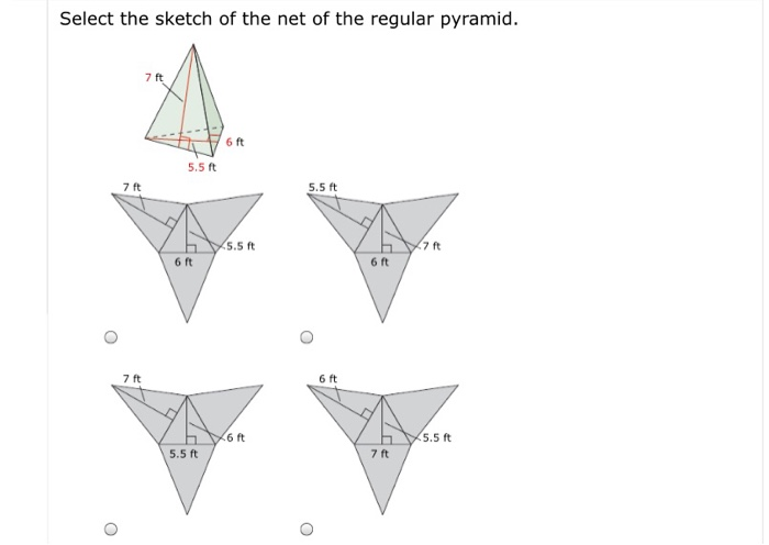 Solved Select the sketch of the net of the regular pyramid. | Chegg.com