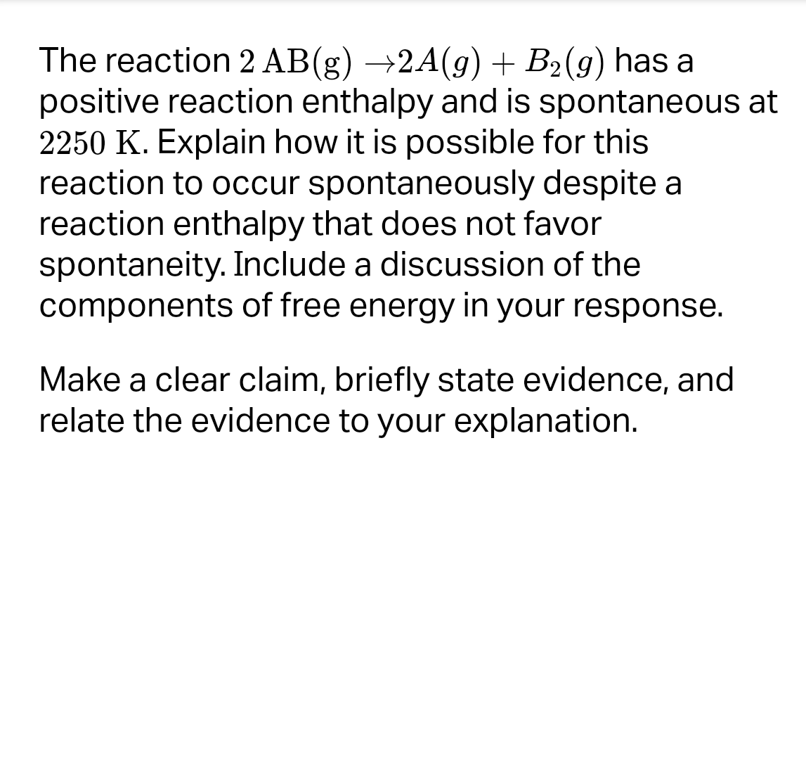Solved The reaction \( 2 \mathrm{AB}(\mathrm{g}) \rightarrow | Chegg.com