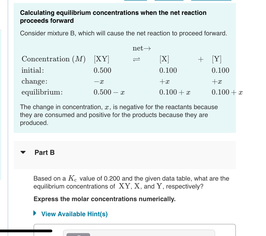 Solved Calculating equilibrium concentrations when the net | Chegg.com