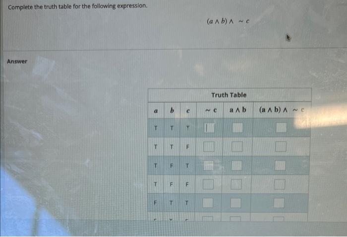 Solved Complete the truth table for the following | Chegg.com