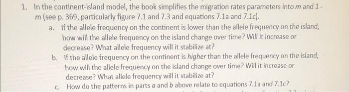 1. In the continent-island model, the book simplifies | Chegg.com