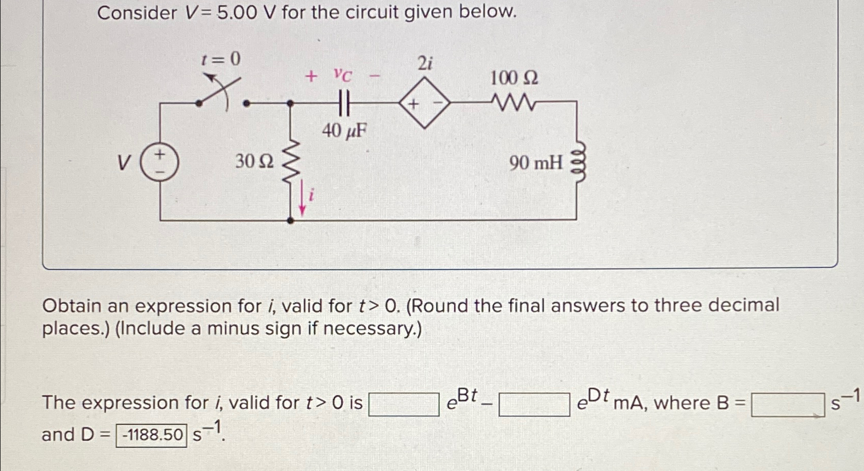 Solved Consider V=5.00V ﻿for the circuit given below.Obtain | Chegg.com