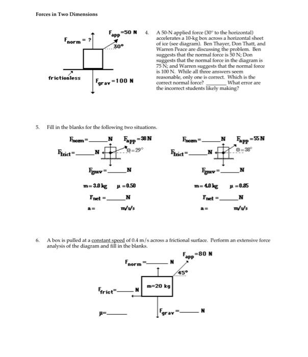 Solved Forces in Two Dimensions 1. A 50−N applied force ( | Chegg.com