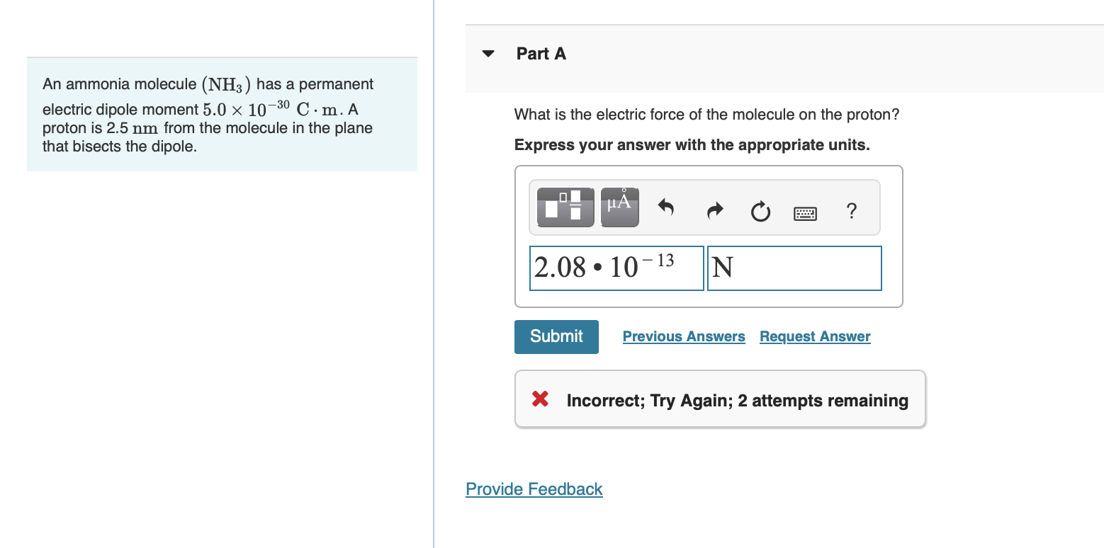 Solved (21.51)An ammonia molecule (NH3) ﻿has a | Chegg.com