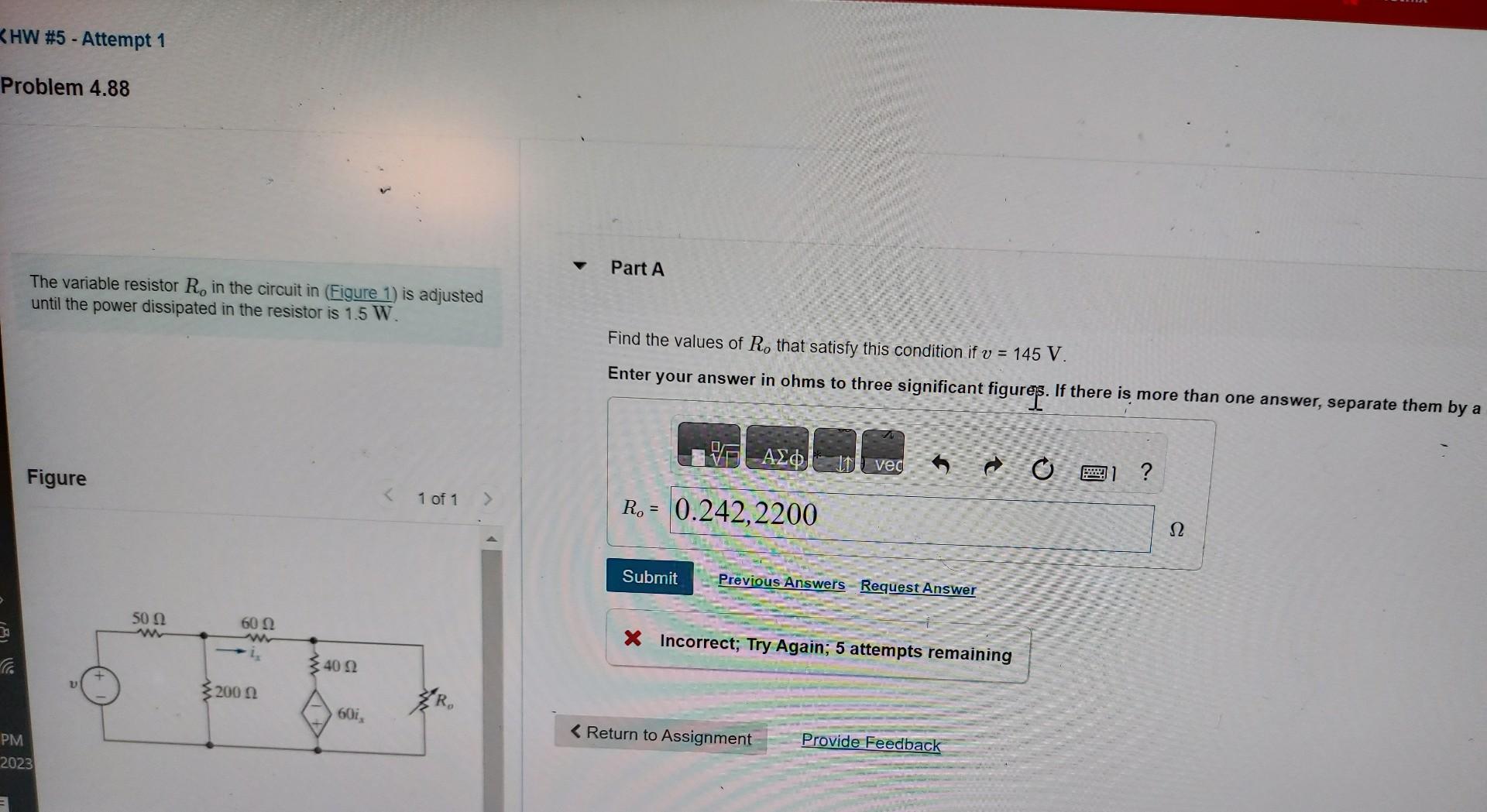 Solved The variable resistor Ro in the circuit in (Figure 1) | Chegg.com