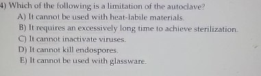 Solved Which of the following is a limitation of the | Chegg.com