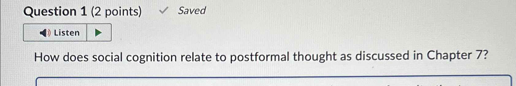 Solved How does social cognition relate to postformal | Chegg.com