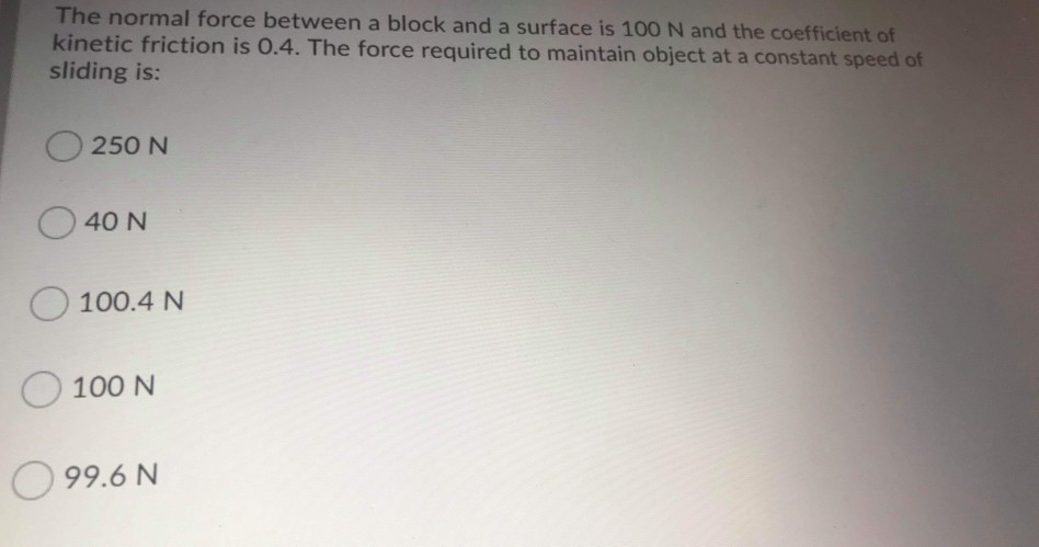 Solved The normal force between a block and a surface is 100 | Chegg.com