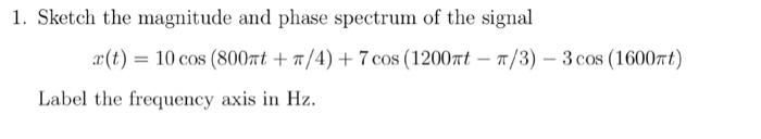 Solved Sketch the magnitude and phase spectrum of the signal | Chegg.com