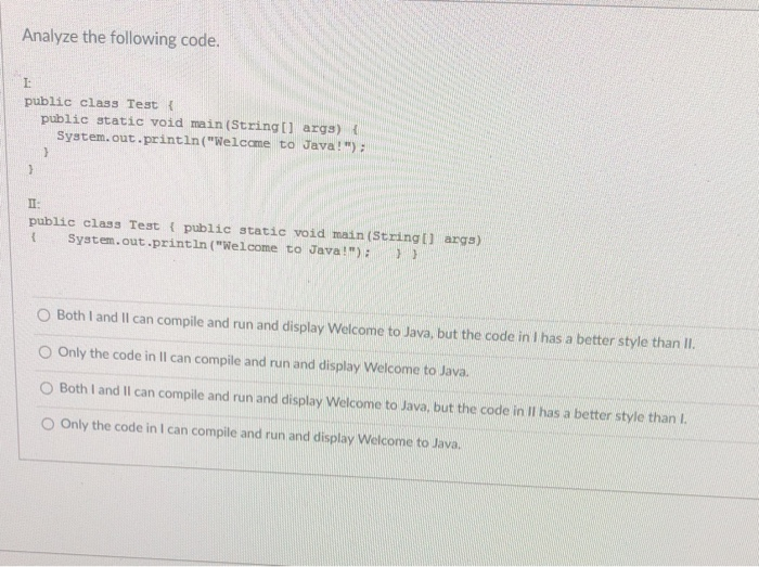 Solved Analyze The Following Code 1 Public Class Test
