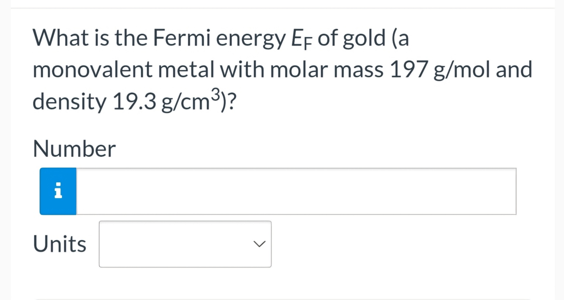 What is the Fermi energy EF ﻿of gold (a monovalent | Chegg.com