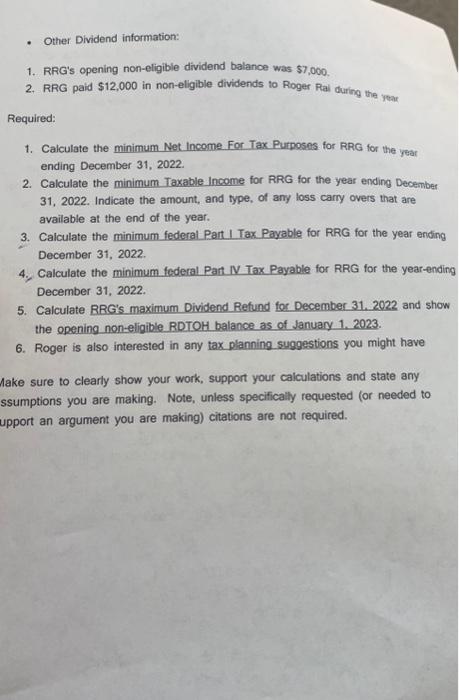 Solved Amutpol par end. RRG is 100% owned by Roger Rai. RRG | Chegg.com