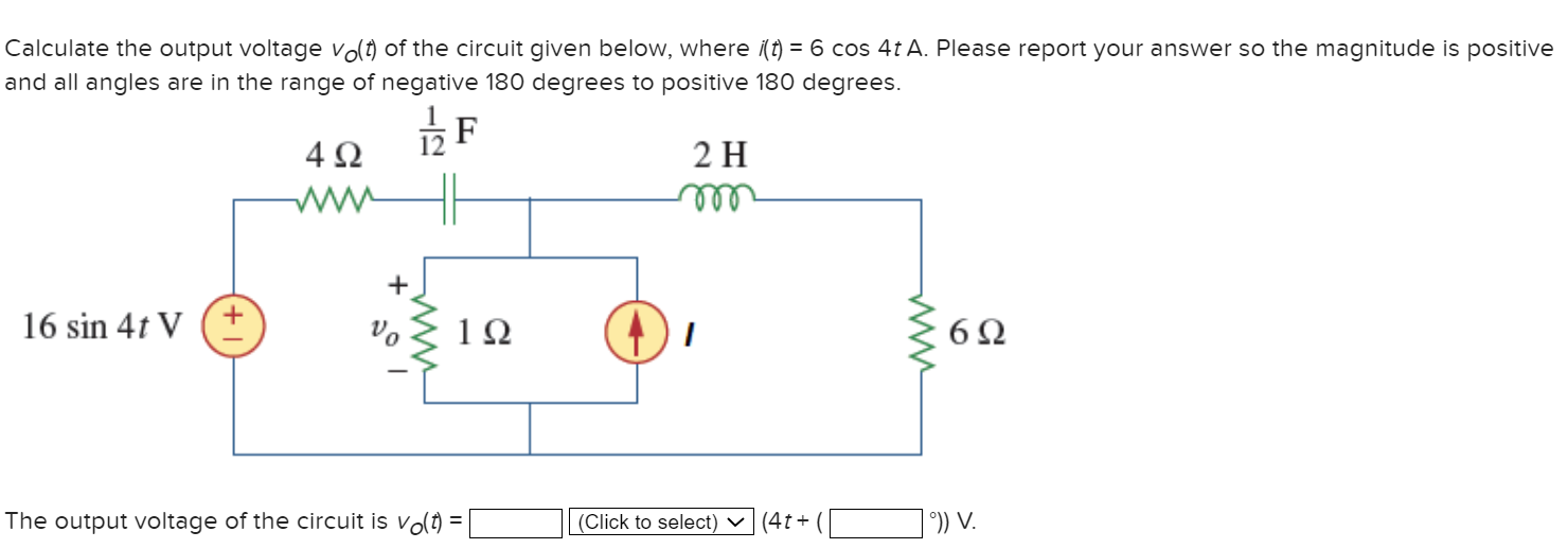 Solved Calculate the output voltage vO(t) ﻿of the circuit | Chegg.com