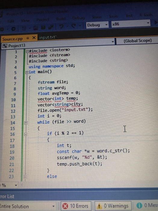 Solved Det Debug - x86 Els Source.cpp + X input.txt" (Global | Chegg.com