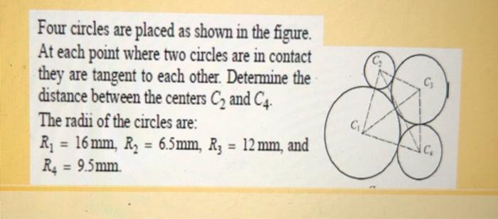 Solved Four circles are placed as shown in the figure. At | Chegg.com