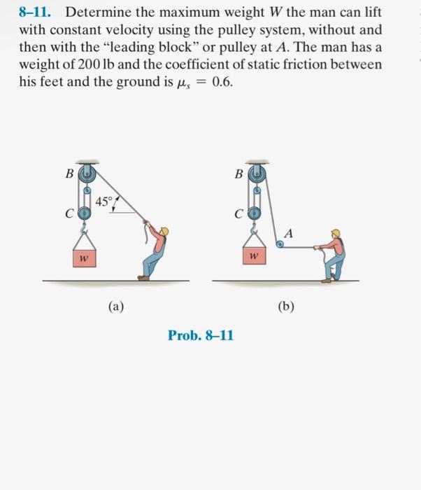 Solved 8 11 Determine The Maximum Weight W The Man Can Lift