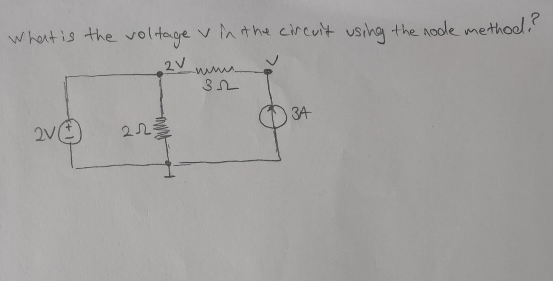 What is the voltage V in the circuit using the node | Chegg.com