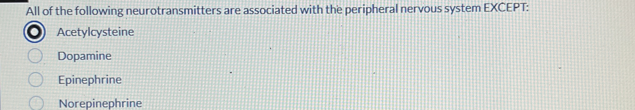 Solved All of the following neurotransmitters are associated | Chegg.com