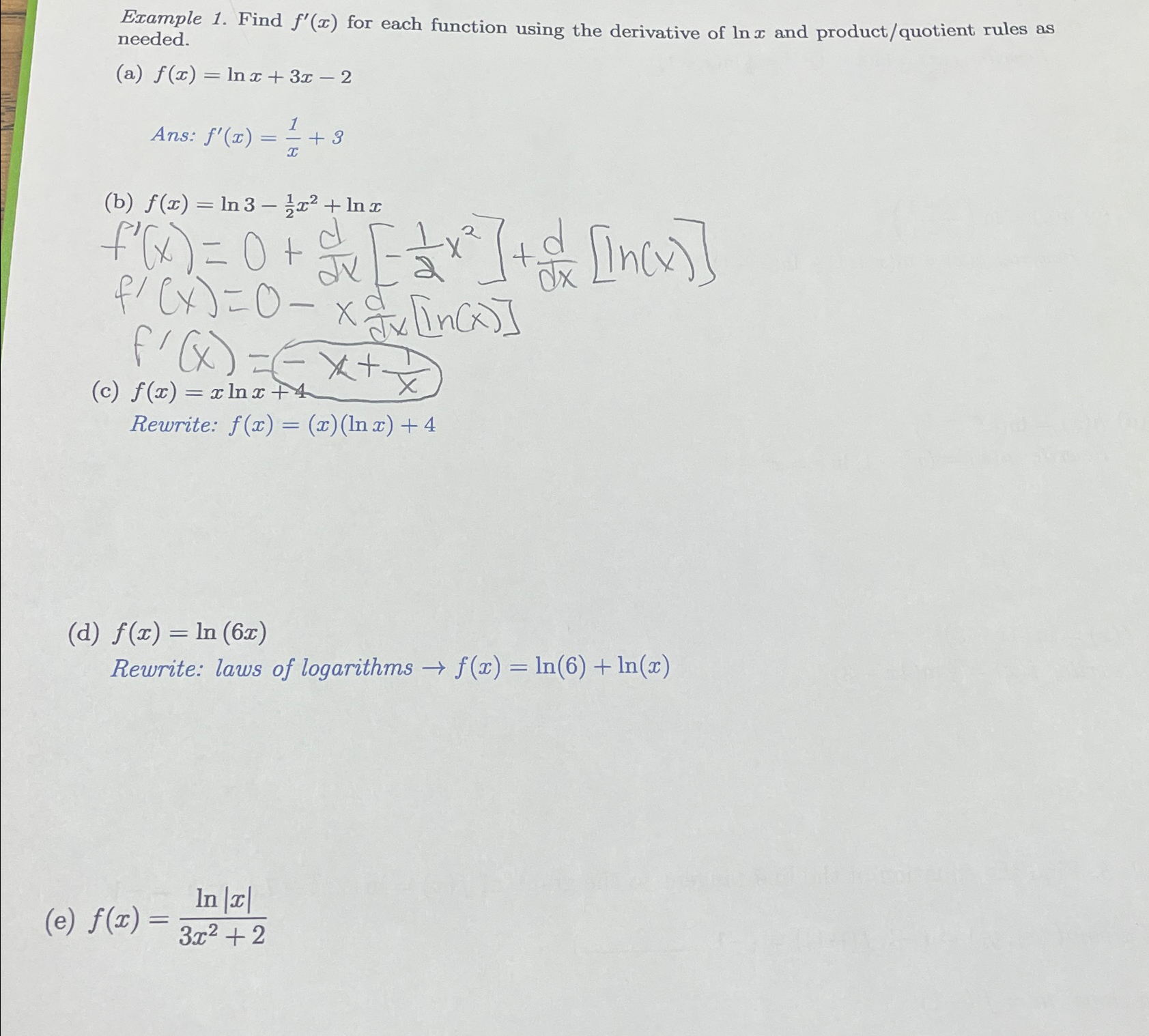 Solved Example 1. ﻿Find f'(x) ﻿for each function using the | Chegg.com