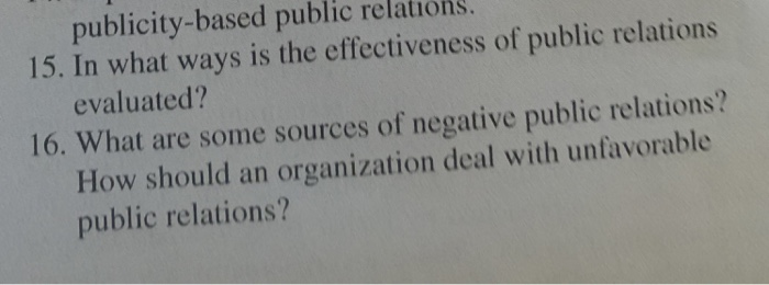Solved publicity-based public relations. 15. In what ways is | Chegg.com