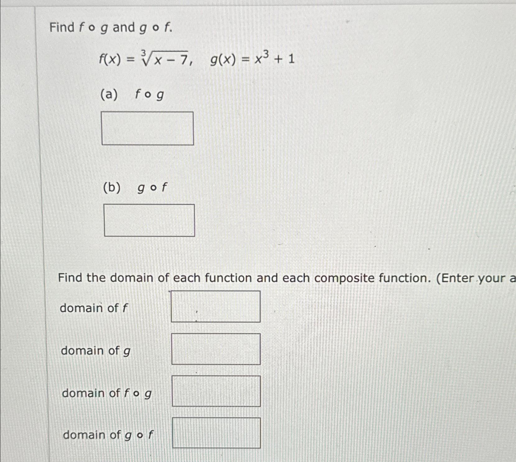 Solved Find f@g ﻿and | Chegg.com