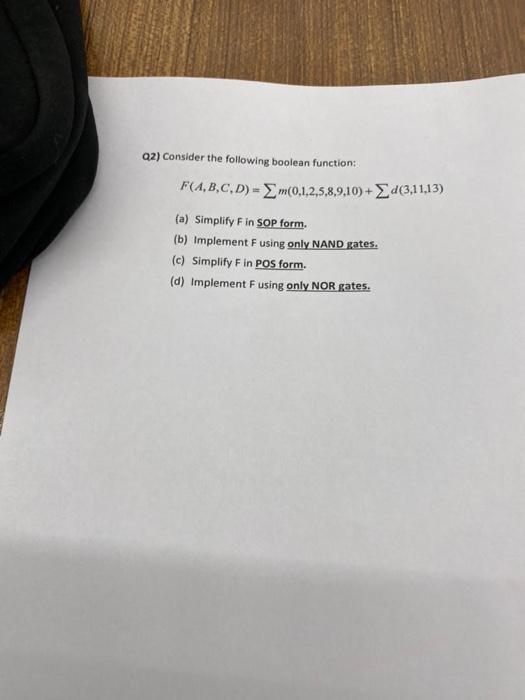 Solved Q2) Consider the following boolean function: | Chegg.com
