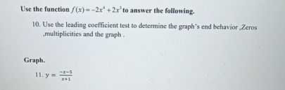 Solved Use the function f(x)=-2x4+2x3 ﻿to answer the | Chegg.com