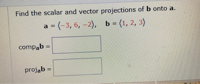 Solved Find the scalar and vector projections of b onto a. a | Chegg.com