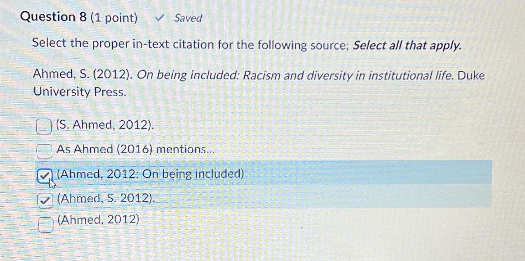 Solved Question 8 (1 ﻿point) ﻿SavedSelect the proper | Chegg.com