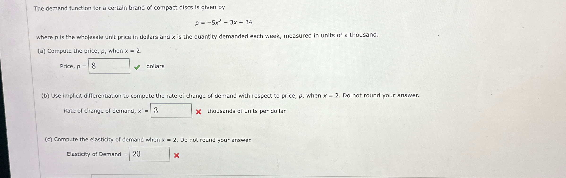 Solved The demand function for a certain brand of compact | Chegg.com