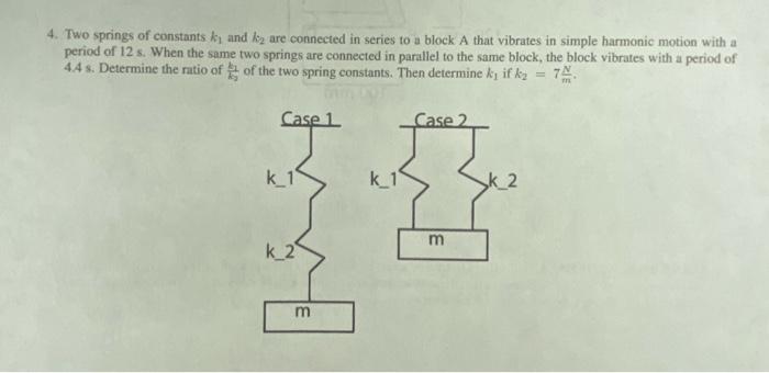 4 Two Springs Of Constants K1 And K2 Are Connected