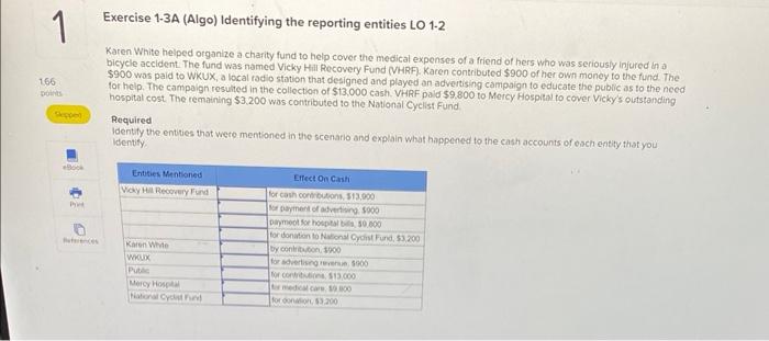 Solved Exercise 1-3A (Algo) Identifying the reporting | Chegg.com