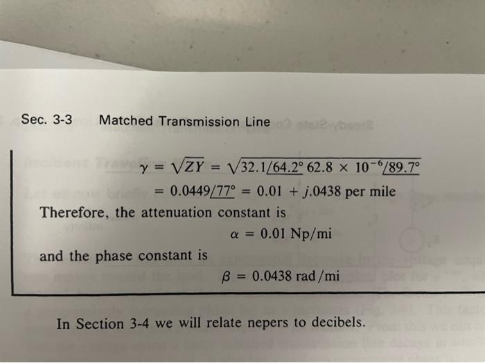 Solved Sec. 3-3 Matched Transmission Line | Chegg.com