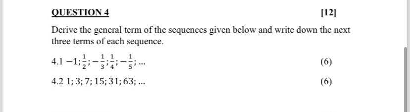 Solved QUESTION 4[12]Derive the general term of the | Chegg.com