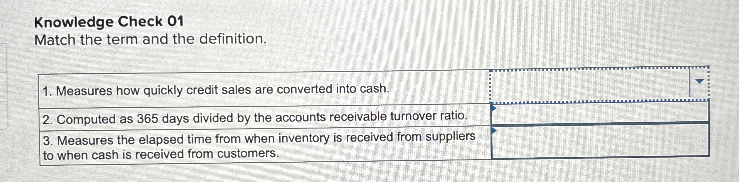 Solved Knowledge Check 01Match the term and the | Chegg.com