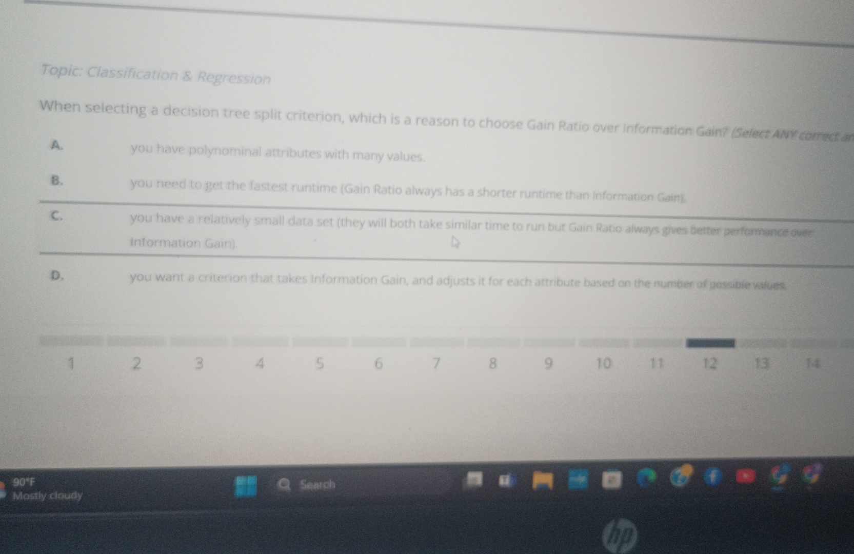 Solved Topic: Classification & RegressionWhen selecting a | Chegg.com