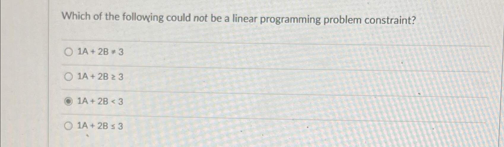 Solved Which of the following could not be a linear | Chegg.com