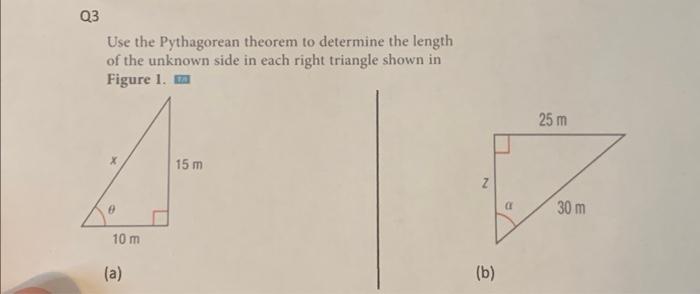 Solved Use the Pythagorean theorem to determine the length | Chegg.com