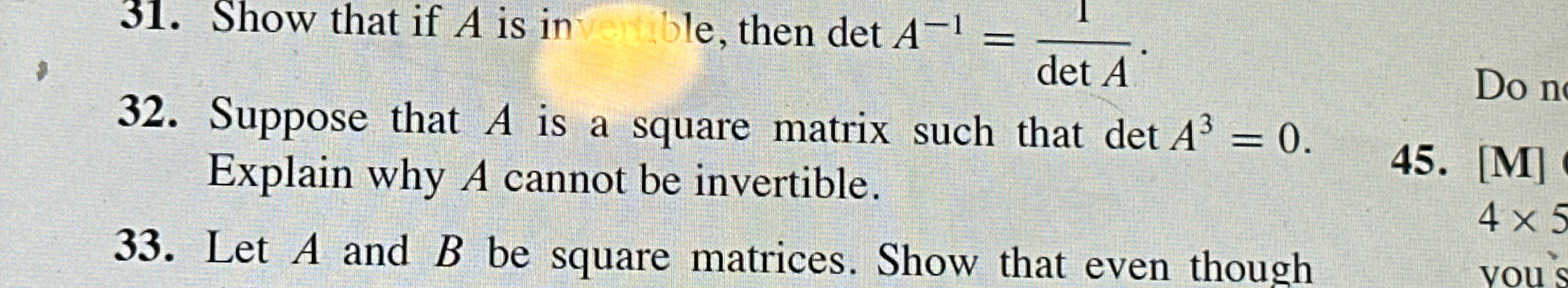 Solved Show that if A ﻿is in ble, then detA-1=1detA.Suppose | Chegg.com