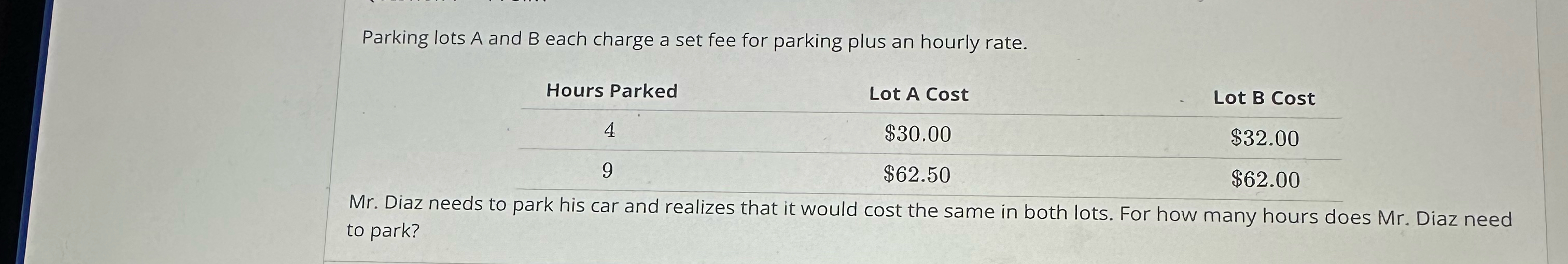 Solved Parking lots A and B ﻿each charge a set fee for | Chegg.com