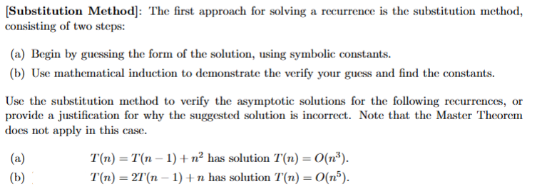 Solved [Substitution Method]: The first approach for solving | Chegg.com