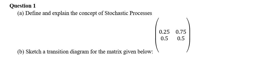 Solved (a) Define and explain the concept of Stochastic | Chegg.com