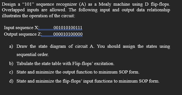 Solved 1. ﻿Design a “101” ﻿sequence recognizer (A) ﻿as a | Chegg.com