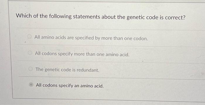 Which of the following statements about the genetic | Chegg.com