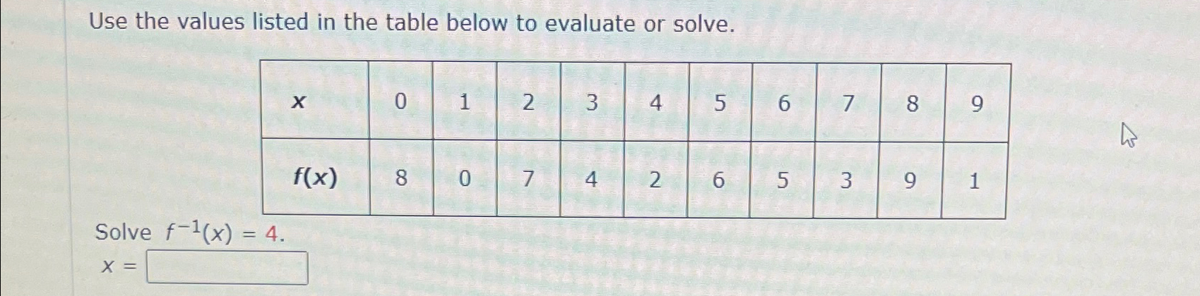 Solved Use the values listed in the table below to evaluate | Chegg.com